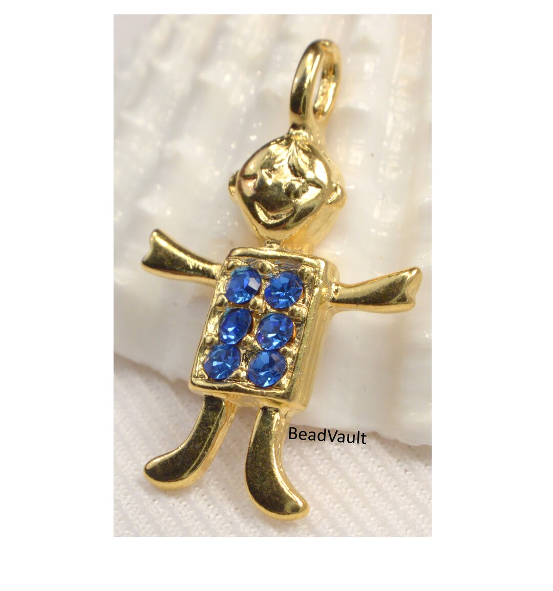Sapphire Blue Crystal Child Charm, Vintage September Birthstone Kid ...