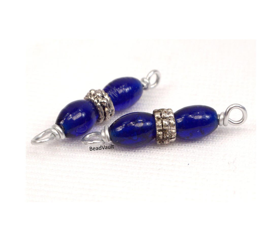 Navy Blue & Pewter Bead Connectors, Cobalt Blue Connectors, Bold Blue ...