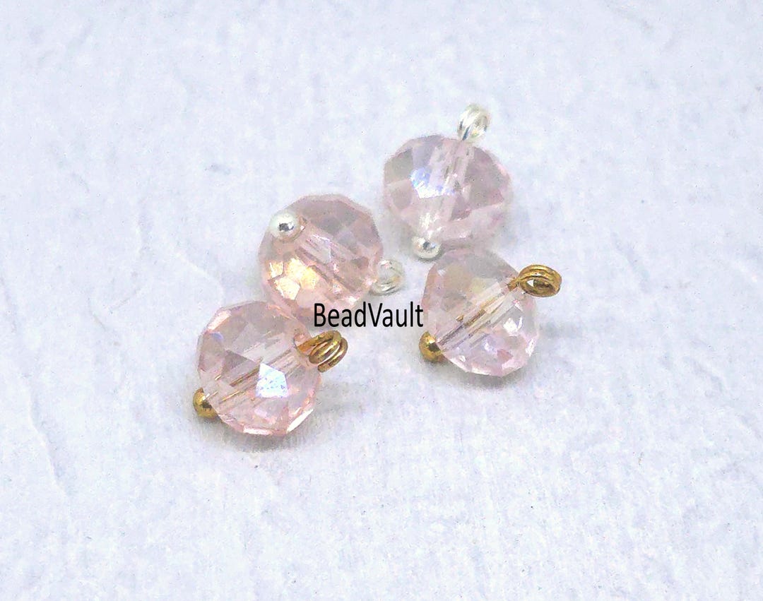 Pink Crystal Charm Dangle, Light Pink Add on Jewelry Charm, Loose Baby ...