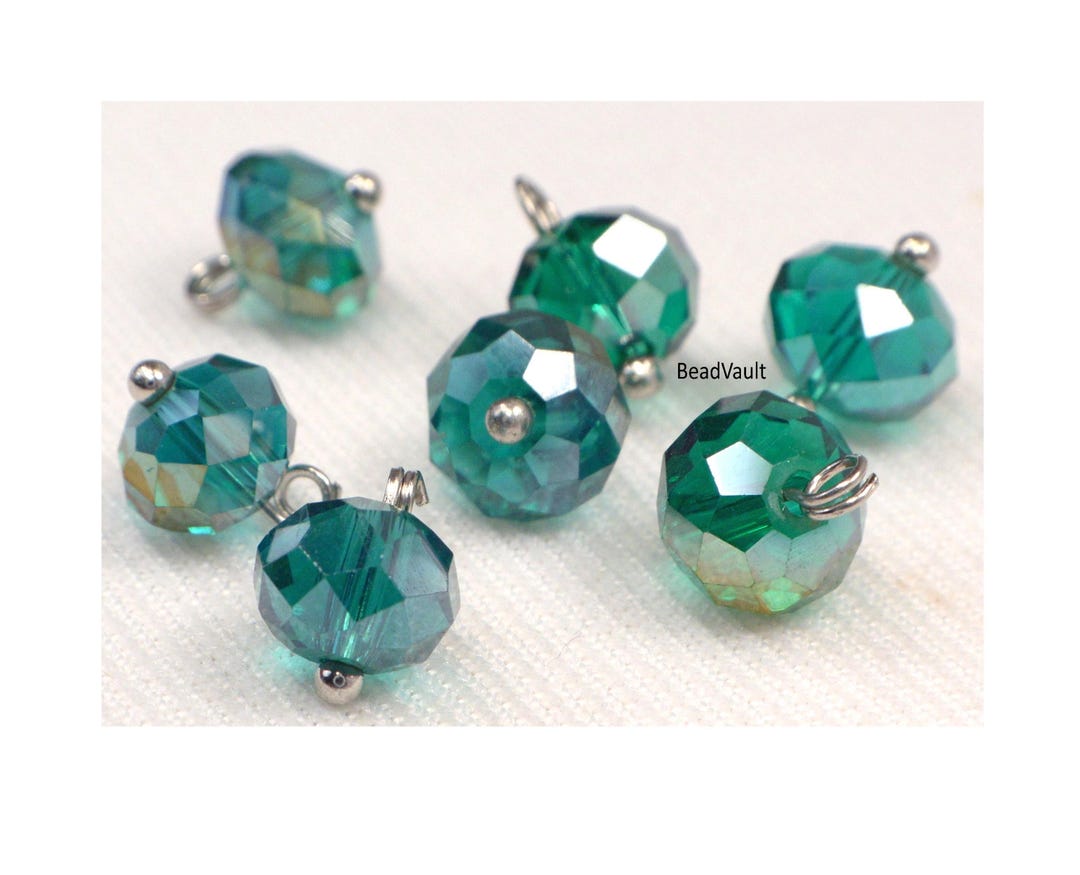 Teal Crystal Charm Dangles, Loose Teal Blue Crystal Jewelry Charm, Blue ...