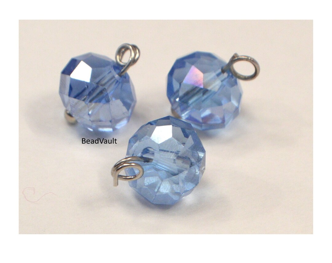 Blue Crystal Charm Dangles, Light Blue Crystal Jewelry Charm Supplies ...