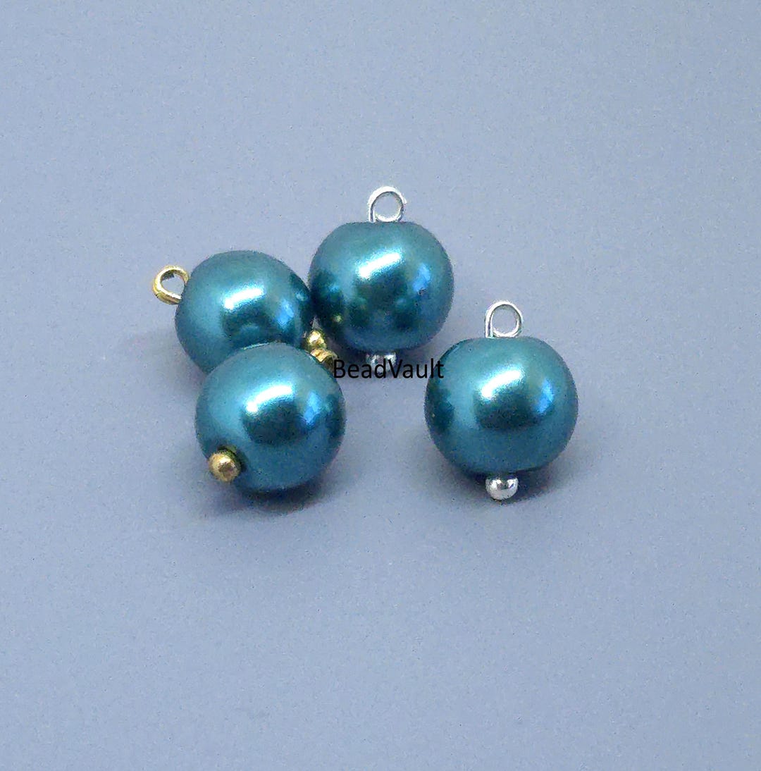Teal Charms, Ball Charms for Jewelry Making, Add on Charm, Peacock ...
