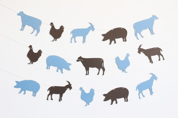 Farm Animal Party Banner With Goat Pig Cow and Chicken | Etsy