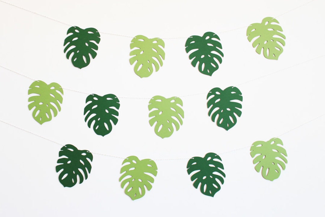 Palm Leaf Tropical Party Banner - Customizable Colors - Etsy