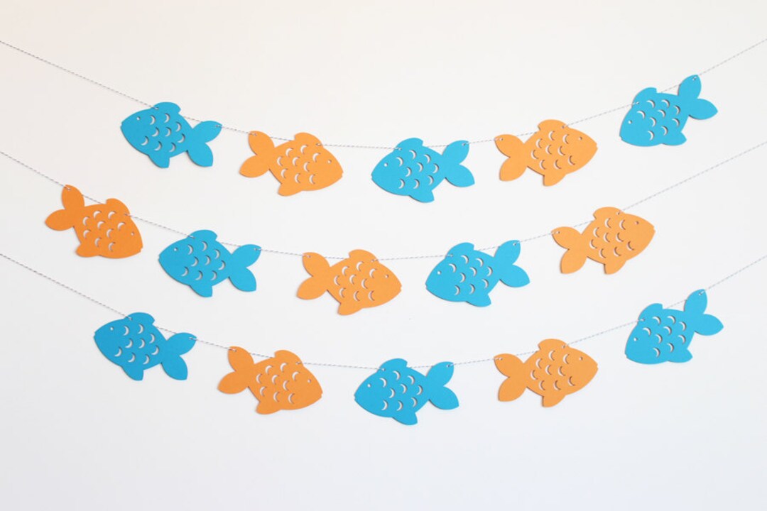 Fish Party Banner - Customizable Colors - Etsy