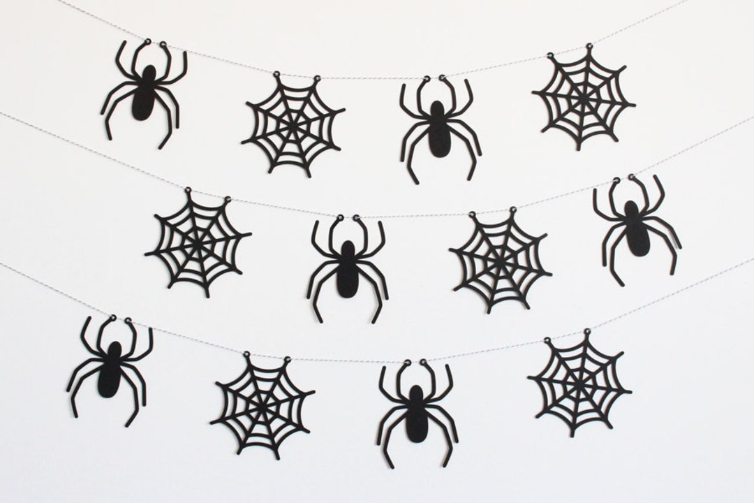 Spider and Spiderweb Halloween Party Banner - Customizable Colors - Etsy