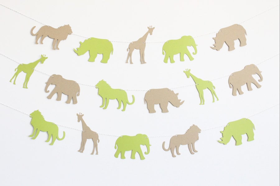 Zoo Animal Party Banner with Lions Giraffes Elephants and | Etsy