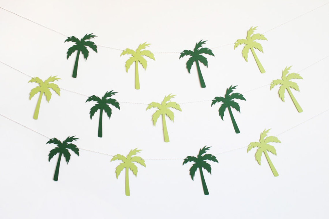 Palm Tree Tropical Party Banner Customizable Colors - Etsy