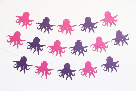 Octopus Party Banner Customizable Colors | Etsy