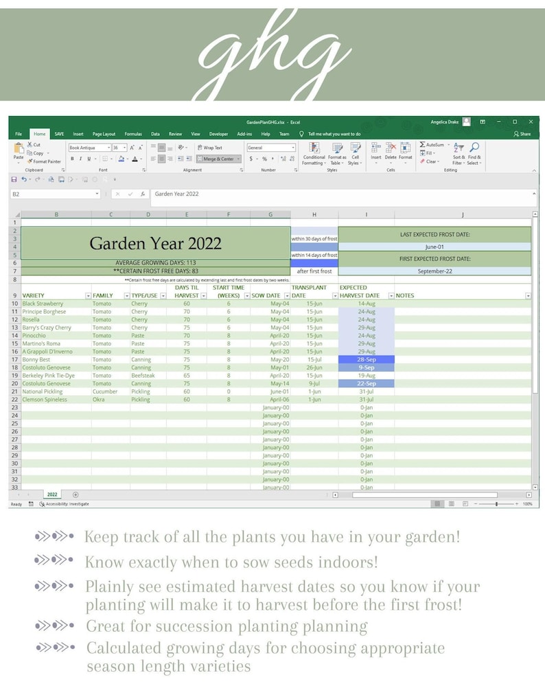 BUNDLE! Garden Planner, Seed Inventory, Garden Harvest Spreadsheet ...
