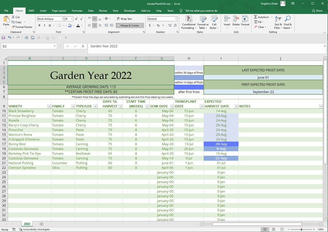 Garden Planner Spreadsheet | When to Start Seeds | Seedling Transplant ...