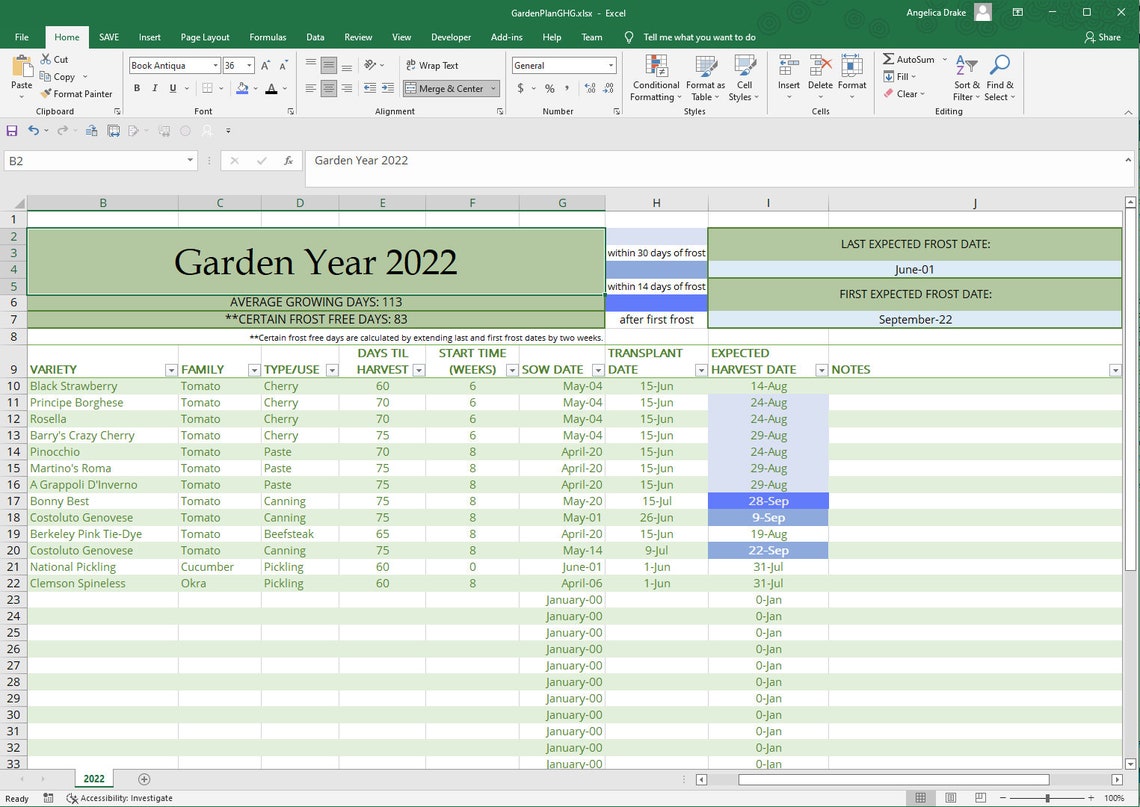 Garden Planner Spreadsheet | When to Start Seeds | Seedling Transplant ...