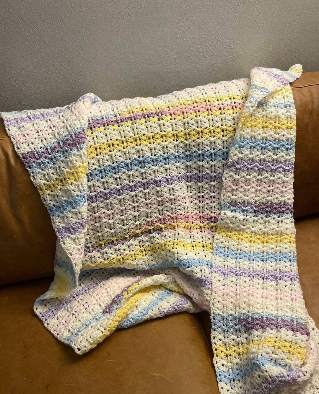 Striped Scallop Rainbow Pastel Afghan - Etsy