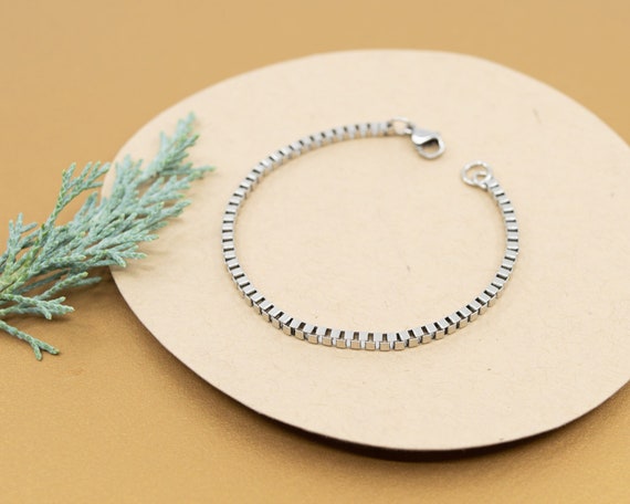 Box Chain Bracelet 2.5mm Stainless Steel Chain Links Size 6 | Etsy