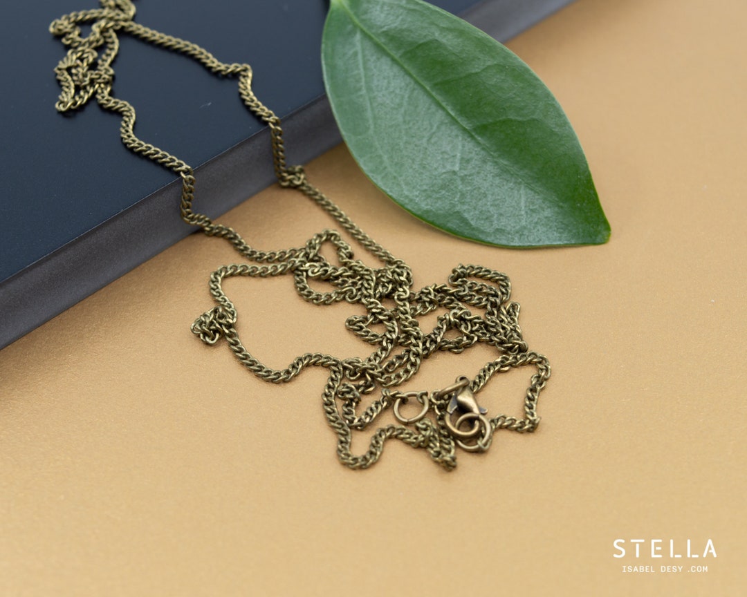 2mm Antique Brass Chain, Unisex Chain Necklace, Bronze Curb Chain for ...