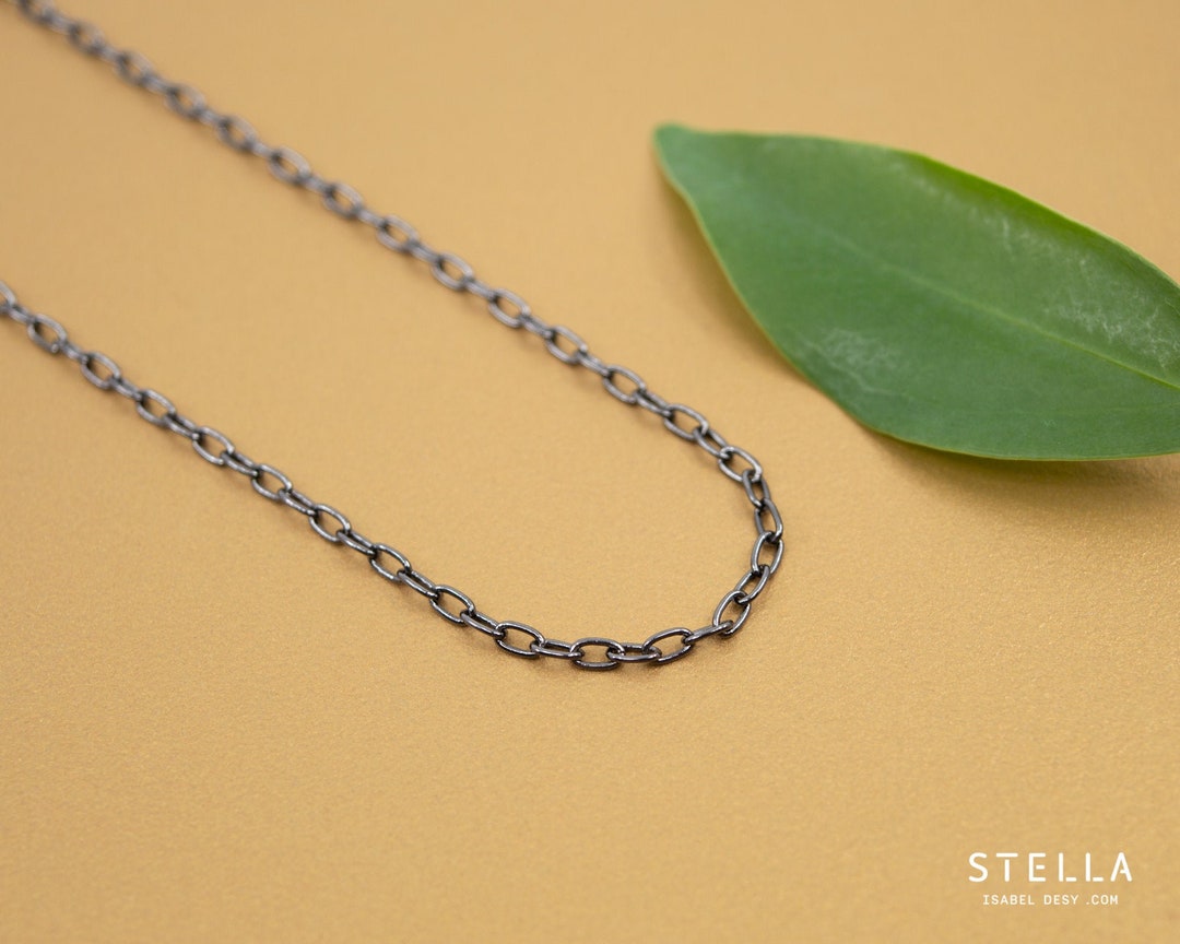 Gunmetal 2.5mm Cable Chain, Unisex Chain Necklace 14 to 36 Inches ...