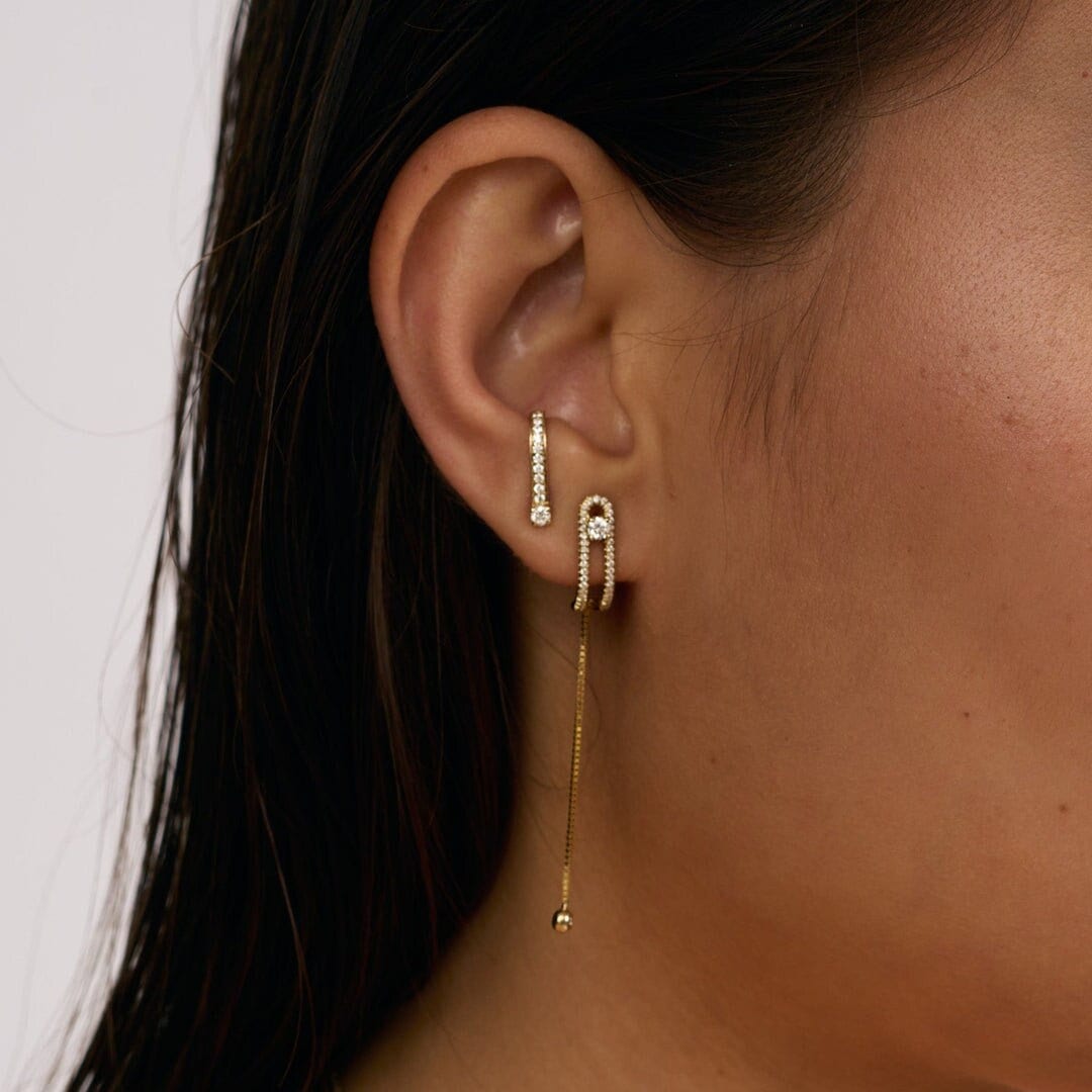 Single 14K Gold Diamond Ear Lobe Cuff Earring - Etsy