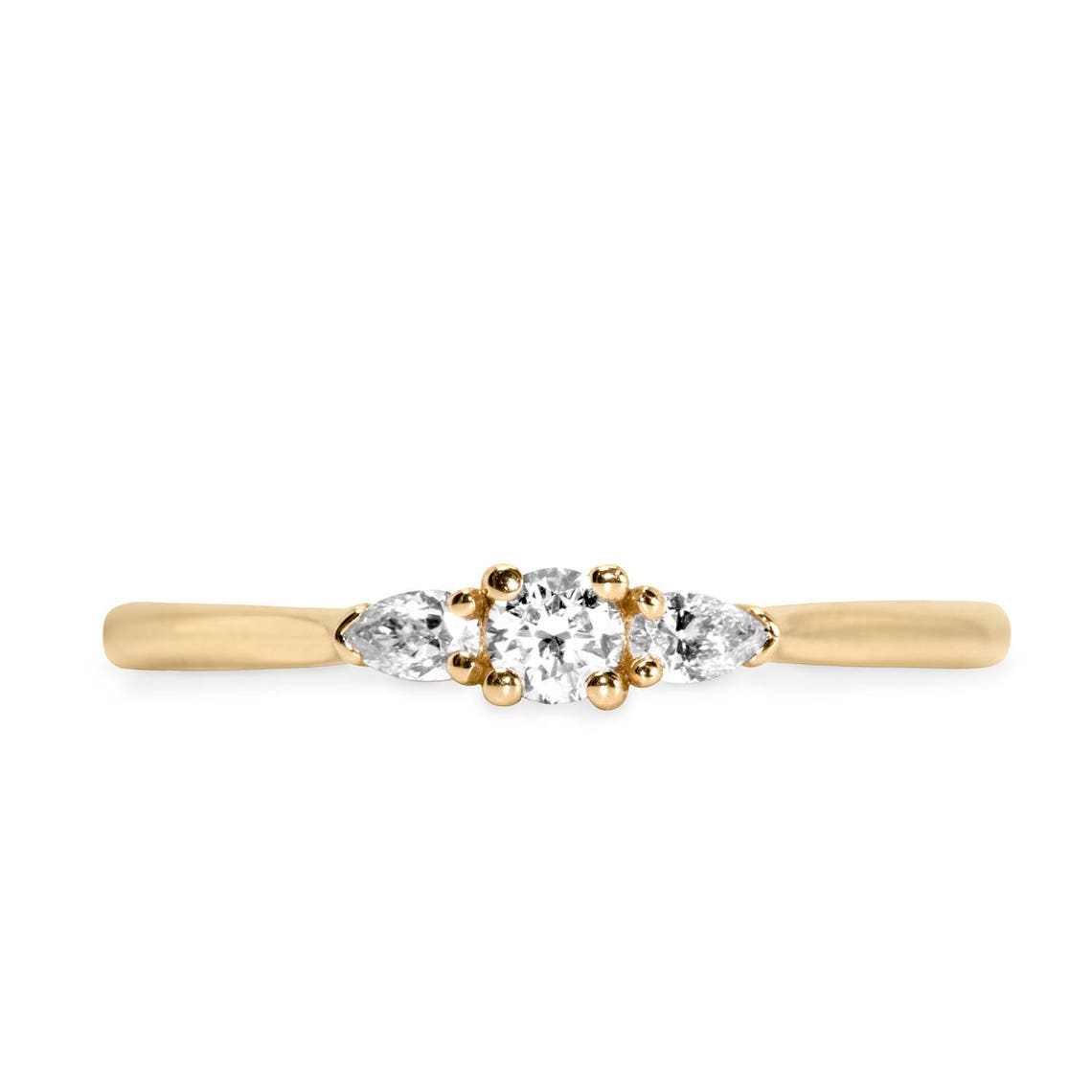 Gold Engagement Ring, 3 Diamond Ring - Etsy