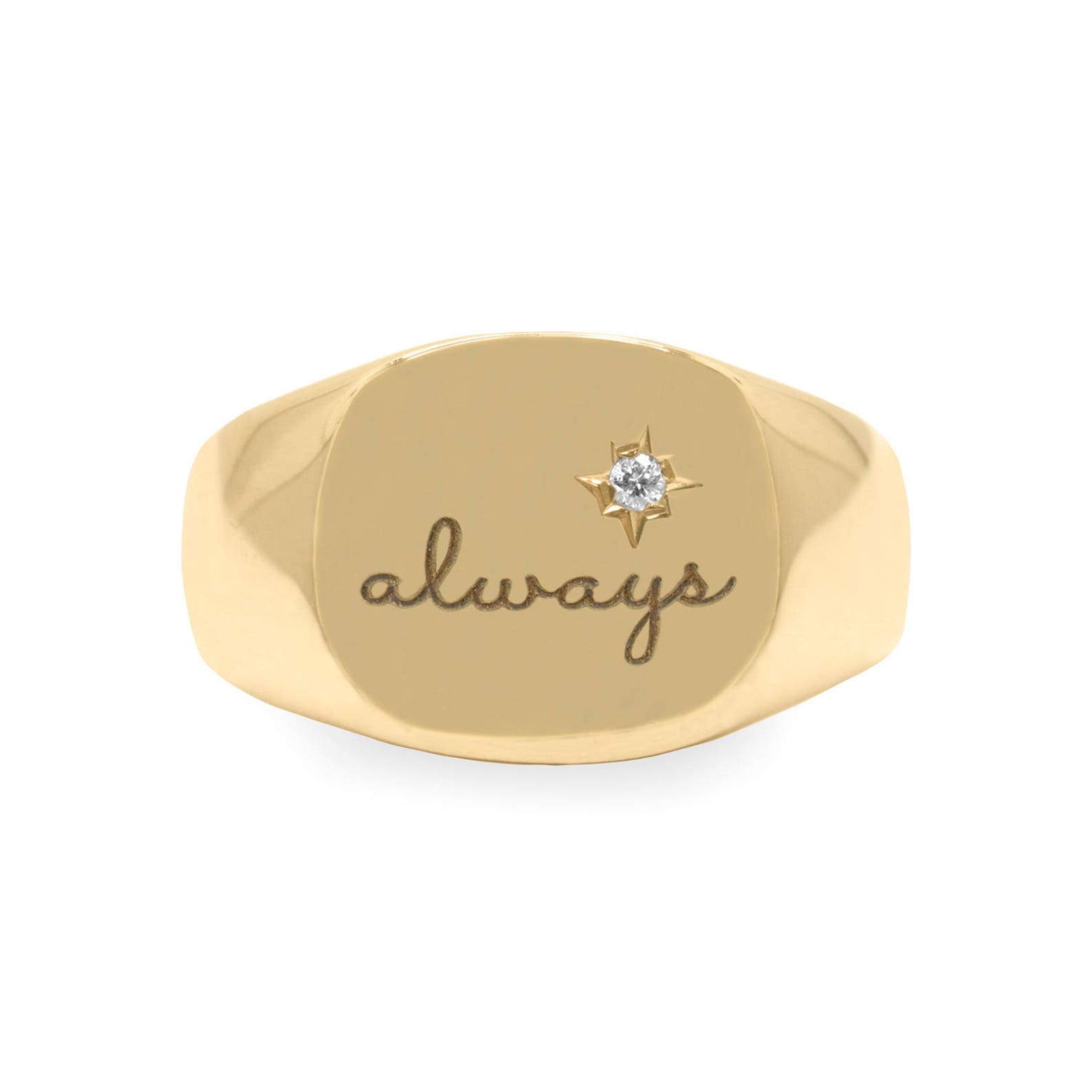 Signet Ring 14K Solid Gold Ring Gold Signet Diamond Ring - Etsy