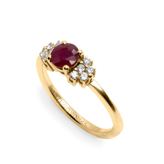 July Birthstone Ruby and diamonds Ring Delicate unique Ring | Etsy