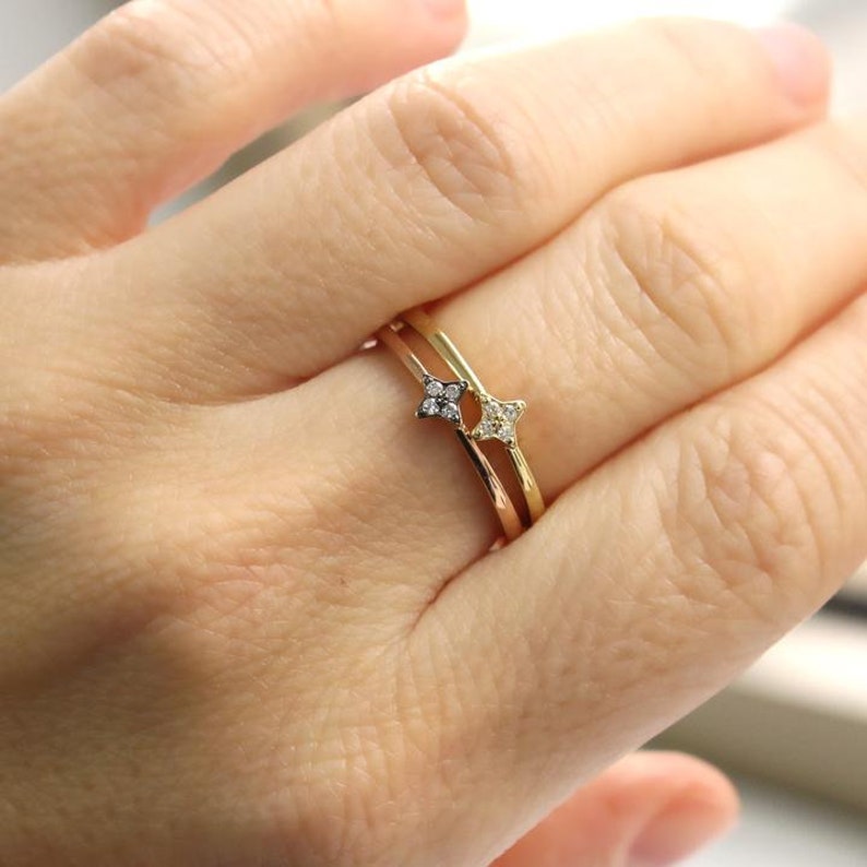 Simple Diamond Ring, Minimalist Ring, Solid Gold Ring, Delicate Ring ...