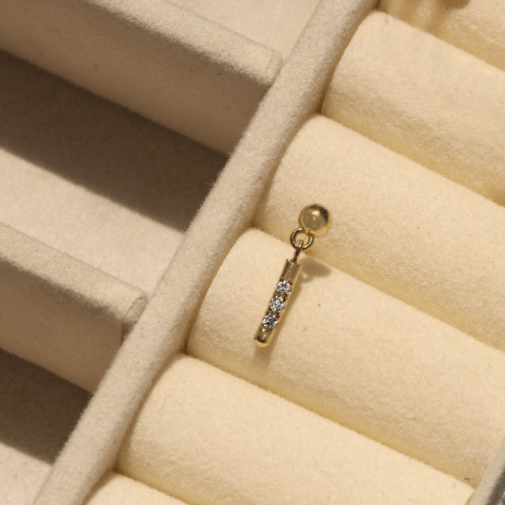 Bar Earring, Minimalist Diamond Earring, Drop Earring, Everyday Earring ...