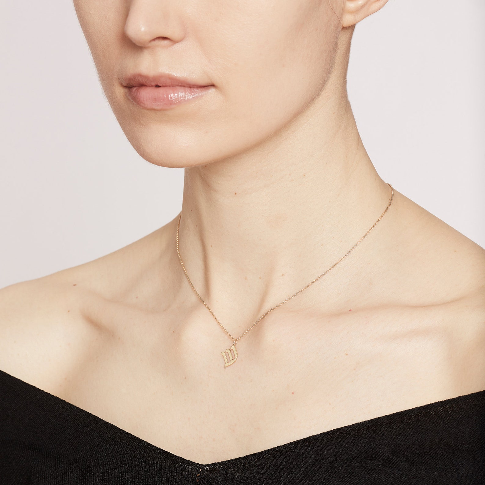 Initial Necklace, Small Aleph-bet Pendant, Hebrew Letters, Names, Gold ...