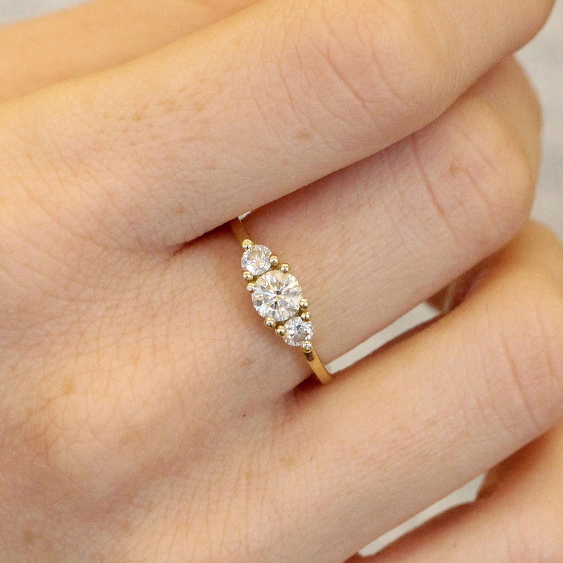 Simple Diamond Ring Handmade Engagement Ring Minimalist - Etsy