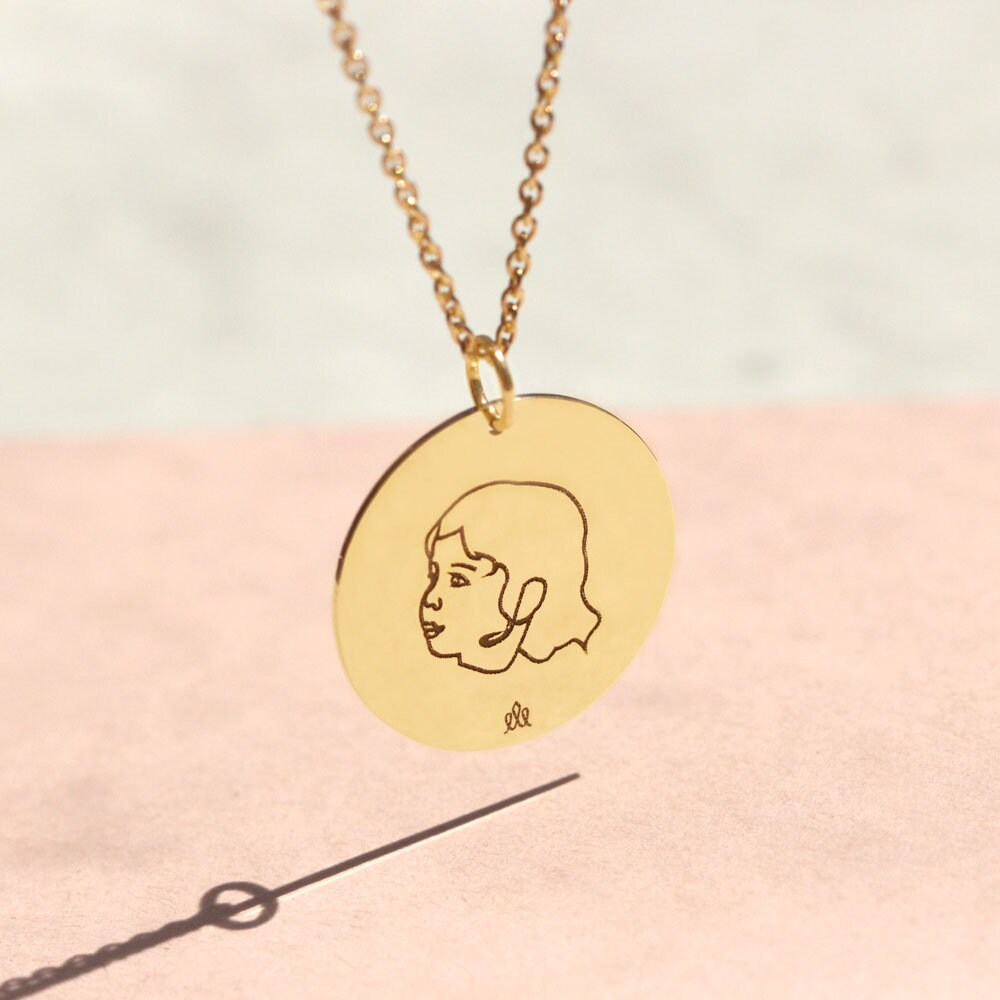 Gold Necklace Personalized Gold Coin Necklace Engraved - Etsy