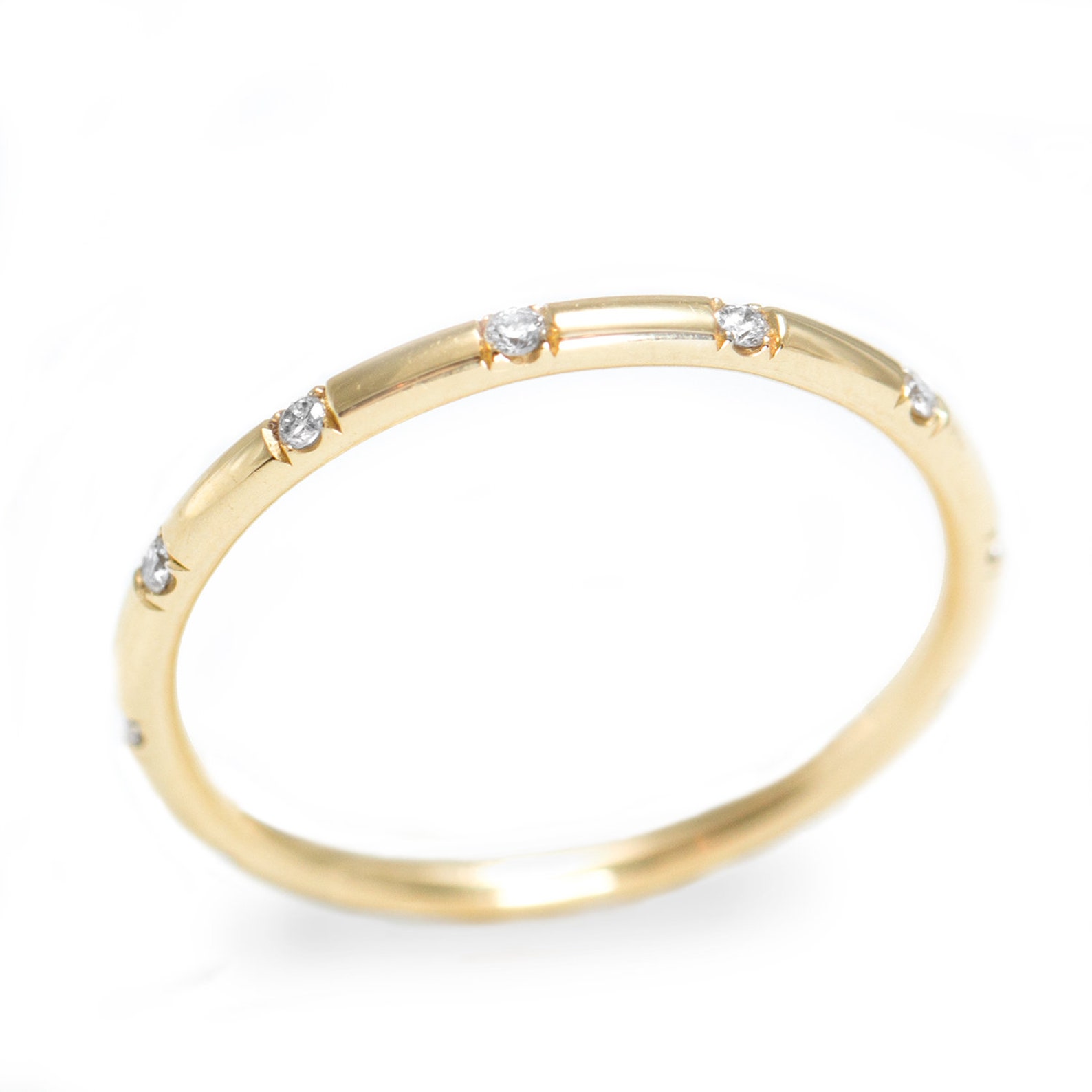 Gold Wedding Band Minimalist Wedding Band Diamond Ring Gold | Etsy