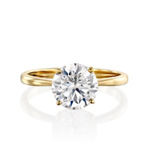 Monzonite Engagement Ring, Yellow Gold Ring, Wedding Ring, Delicate ...