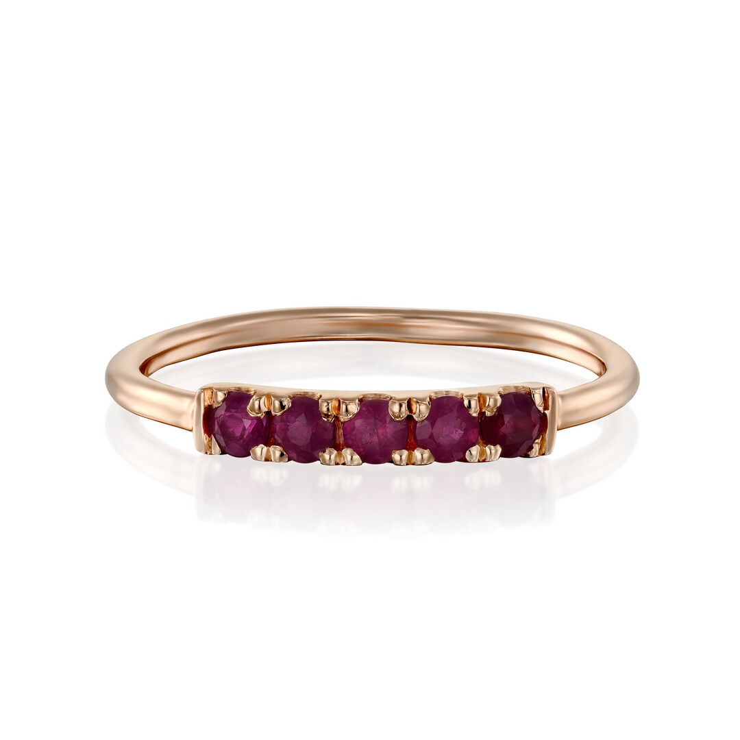 Thin Gold Ring, Ruby Band, Thin Gold Band, Birthstone Ring, Wedding ...