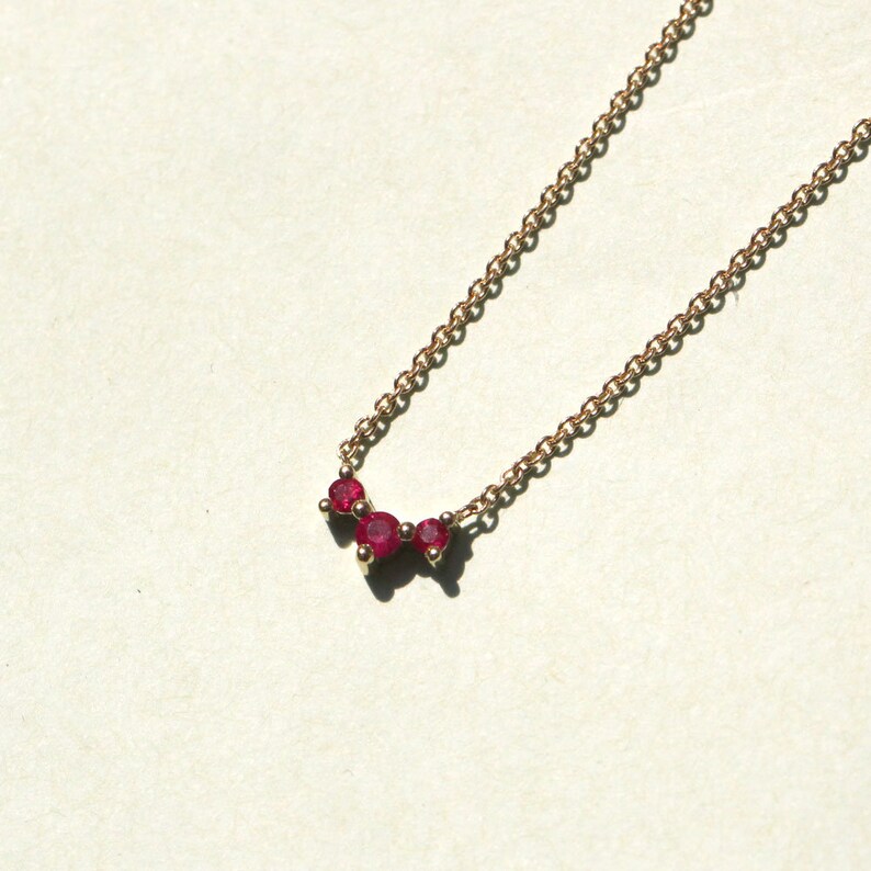 Ruby Necklace, Dainty Necklace, Gold Necklace, Minimalist Necklace, 14K ...