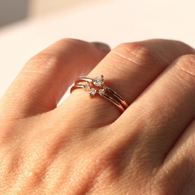 Minimalist Ring, Diamond Engagement Ring, Stacking Ring, 14K Gold ...