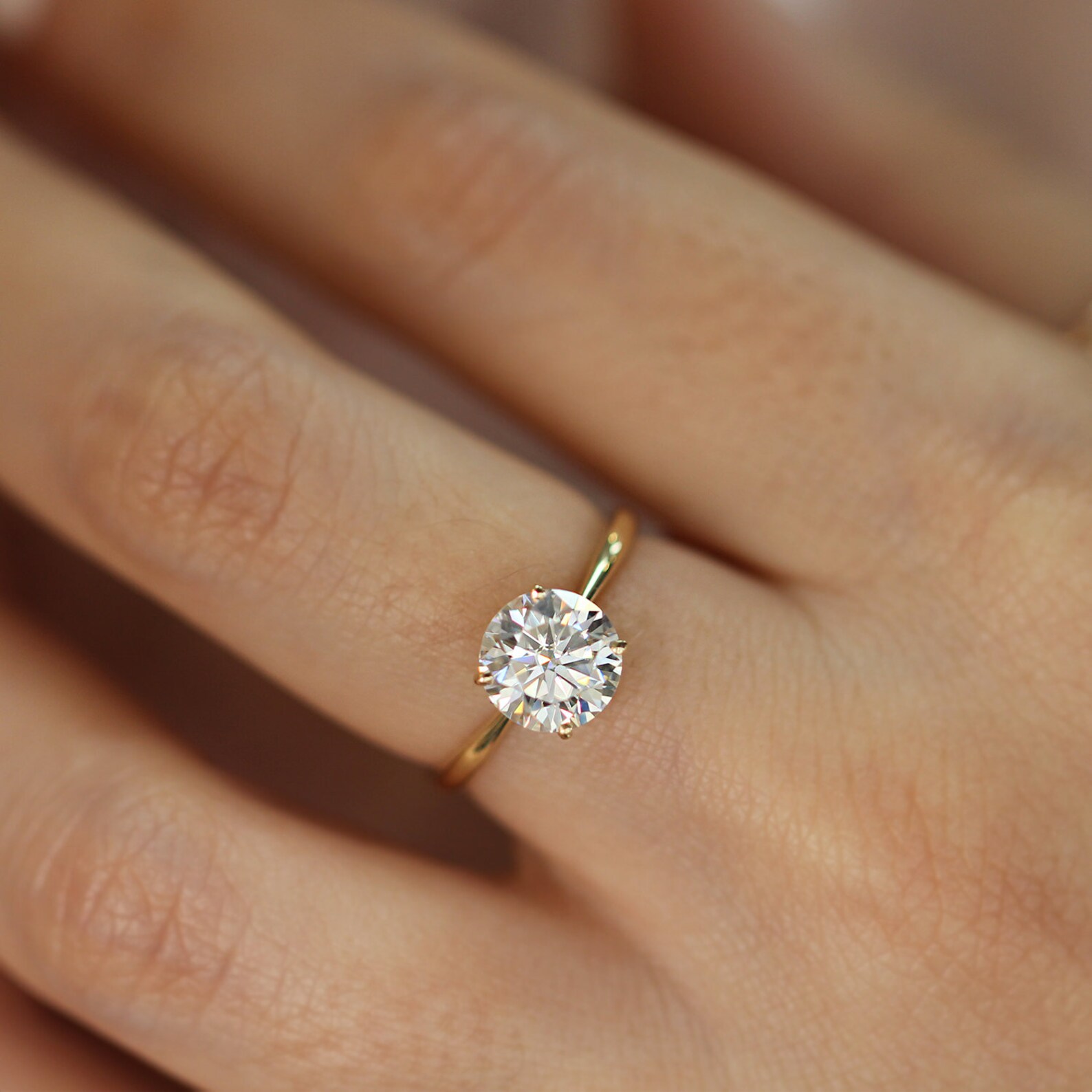 Monzonite Engagement Ring Yellow Gold Ring Wedding Ring - Etsy