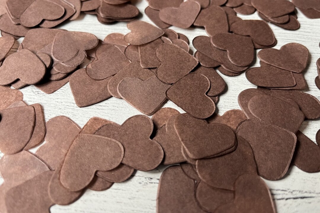 Hand-cut Chocolate Brown Heart Confetti for Weddings and Parties ...
