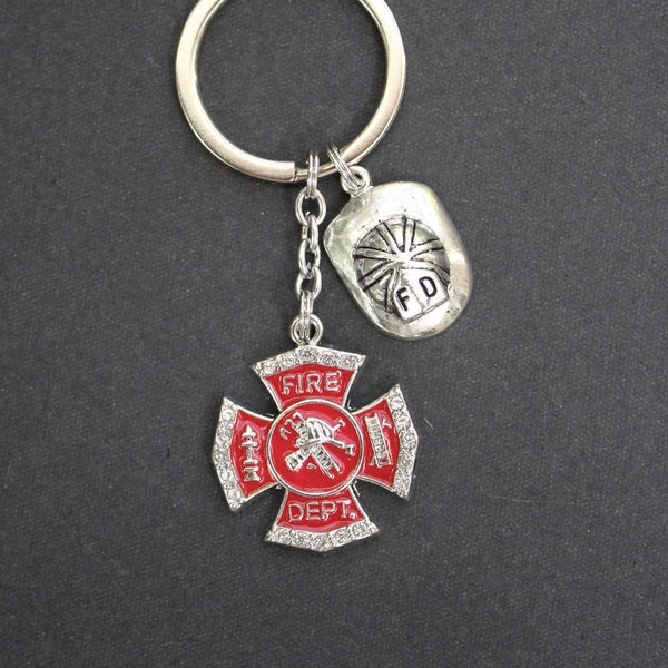 Firefighter Keychain - Etsy