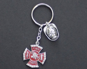 Firefighter Keychain - Etsy