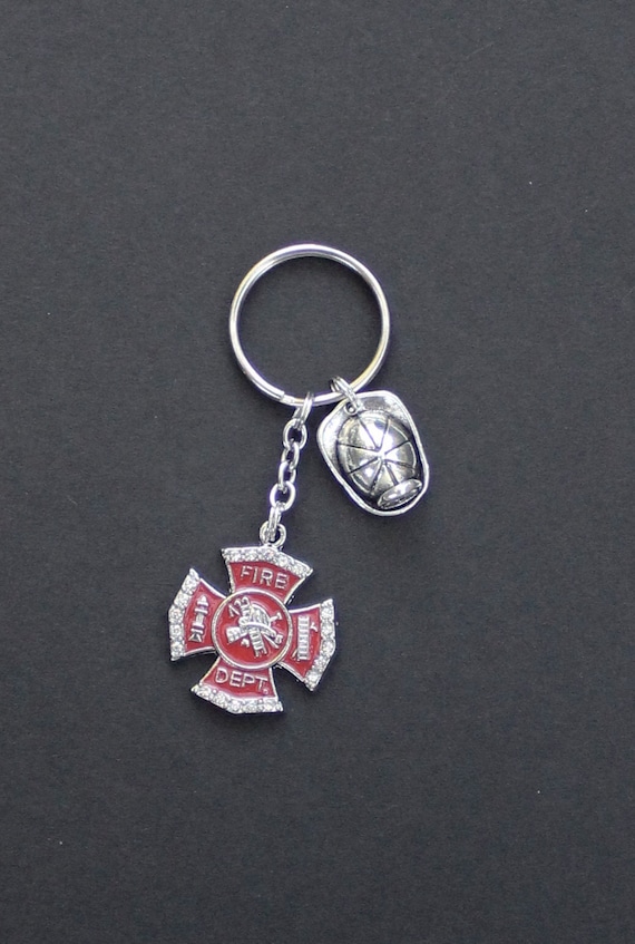 Fireman Keychain-firefighter-enamel-silver-tone - Etsy