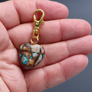 Jasper and Bronzite Zipper Charm-heart Shape-assembled Gemstones-gold ...