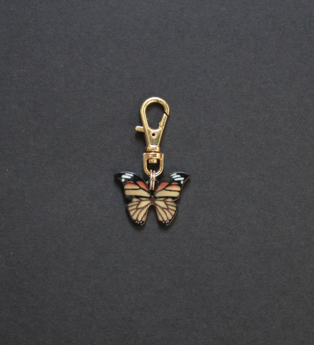Butterfly Zipper Charm-enamel Orange and Black-gold Tone - Etsy