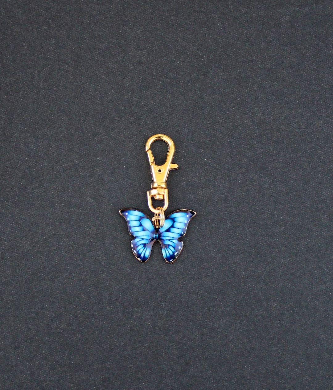 Butterfly Zipper Charm-enamel Blue-gold Tone - Etsy