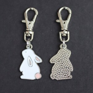 Bunny Zipper Charm-rabbit-enamel-pink and White-silver-tone - Etsy