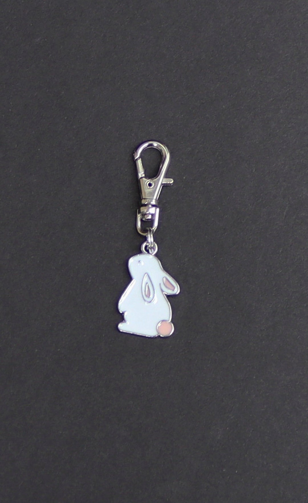 Bunny Zipper Charm-rabbit-enamel-pink and White-silver-tone - Etsy