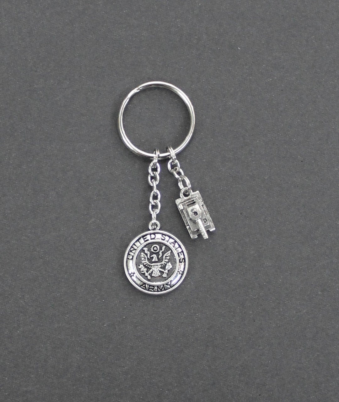 Army Keychain-military Tank Keychain-pewter-silver-tone - Etsy