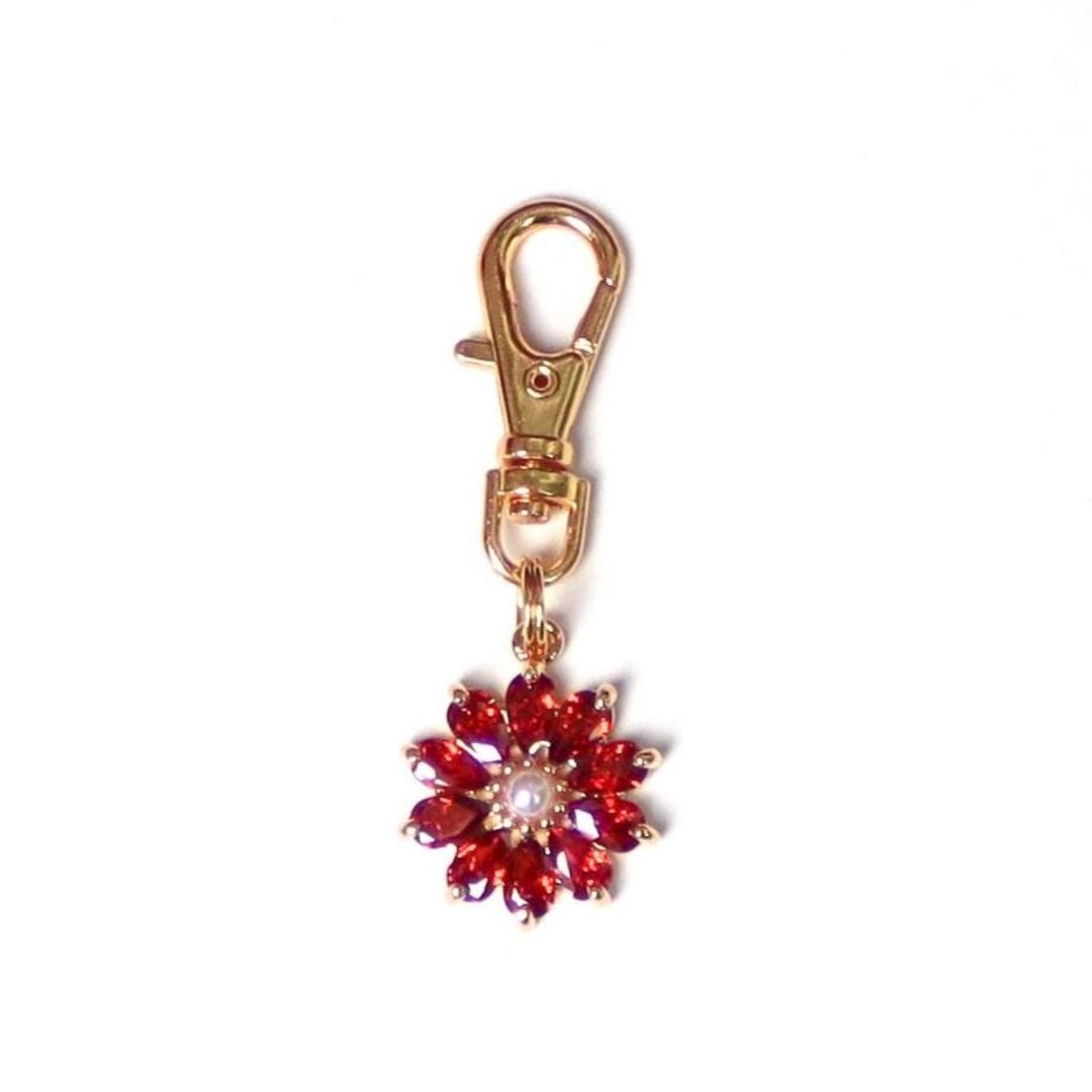 Flower Zipper Charm-burnt Orange Color Crystals-pearl Center-copper ...