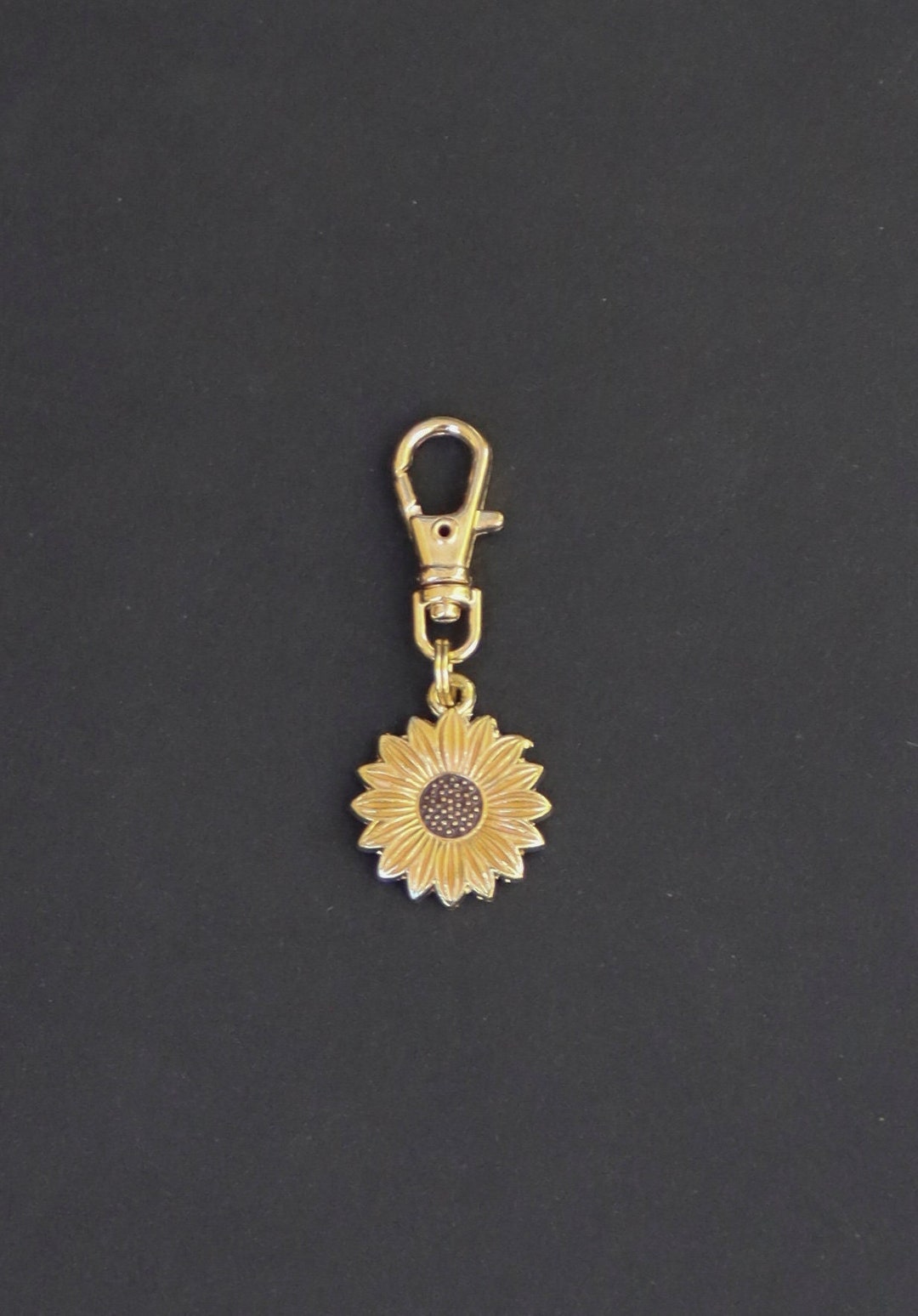 Sunflower Zipper Charm-gold Enamel-gold-tone - Etsy