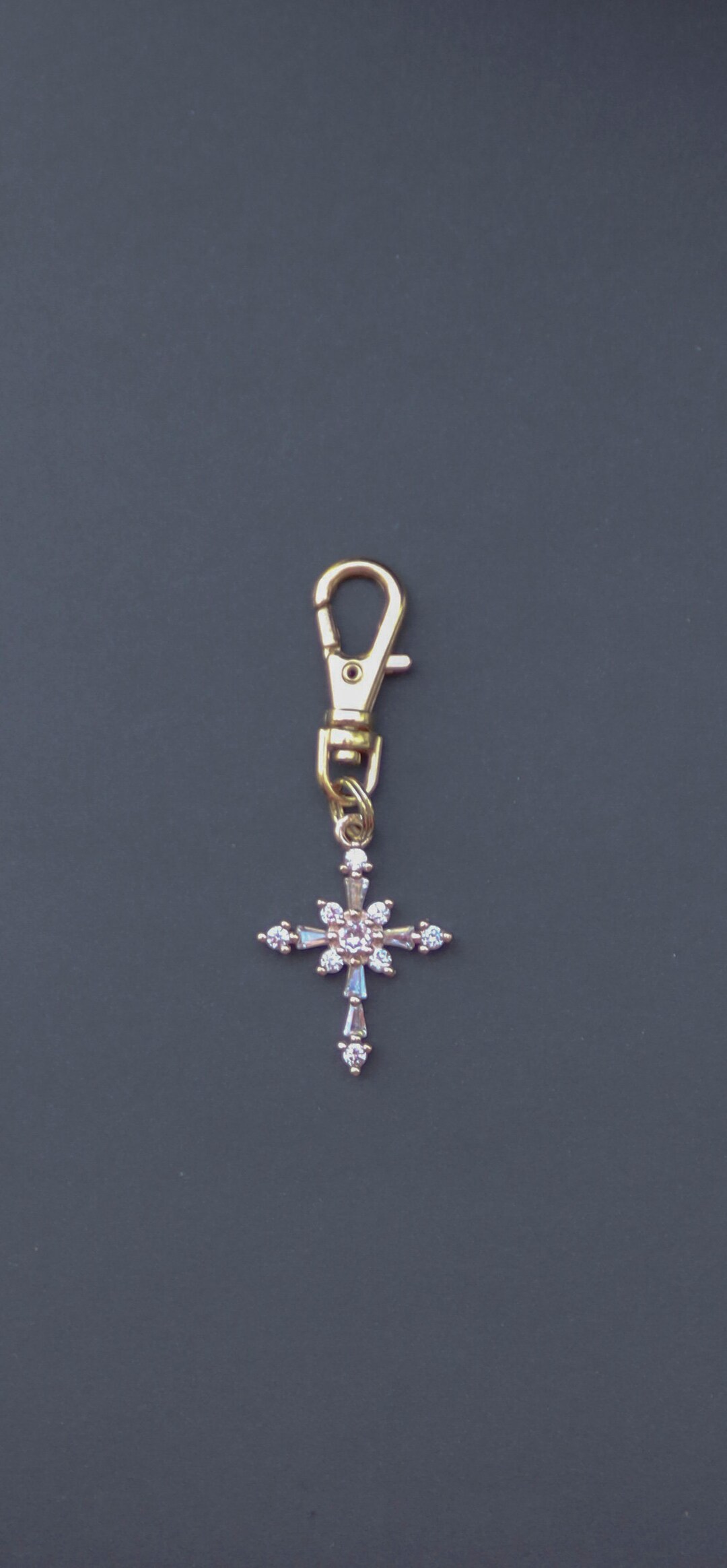 Cross Zipper Charm-religious-crystal-gold-tone-style 2 - Etsy