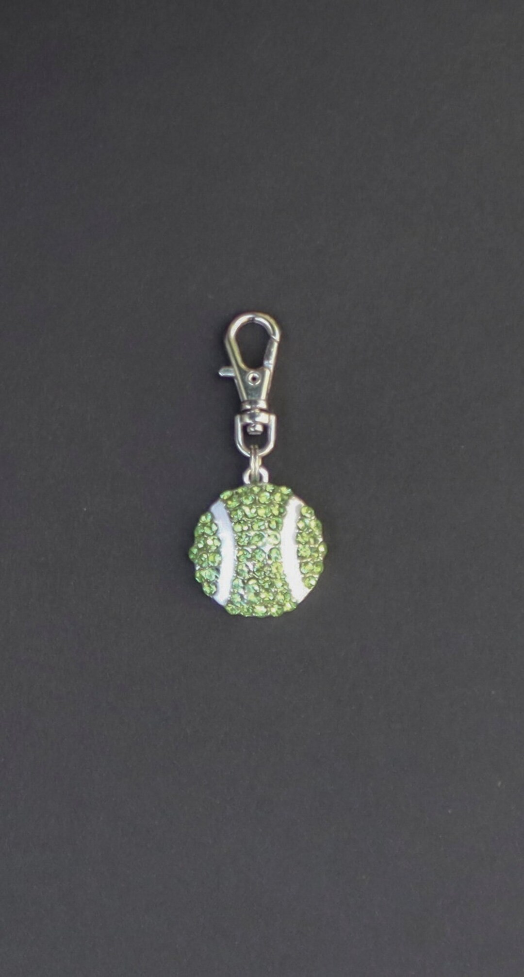 Tennis Ball Zipper Charm-rhinestone-silver-tone - Etsy
