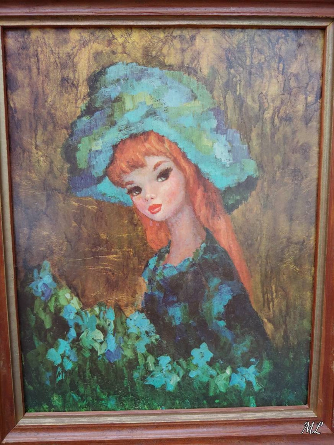 1960's Jean Maio Big Eyed Girl Print Serenade in Blue - Etsy